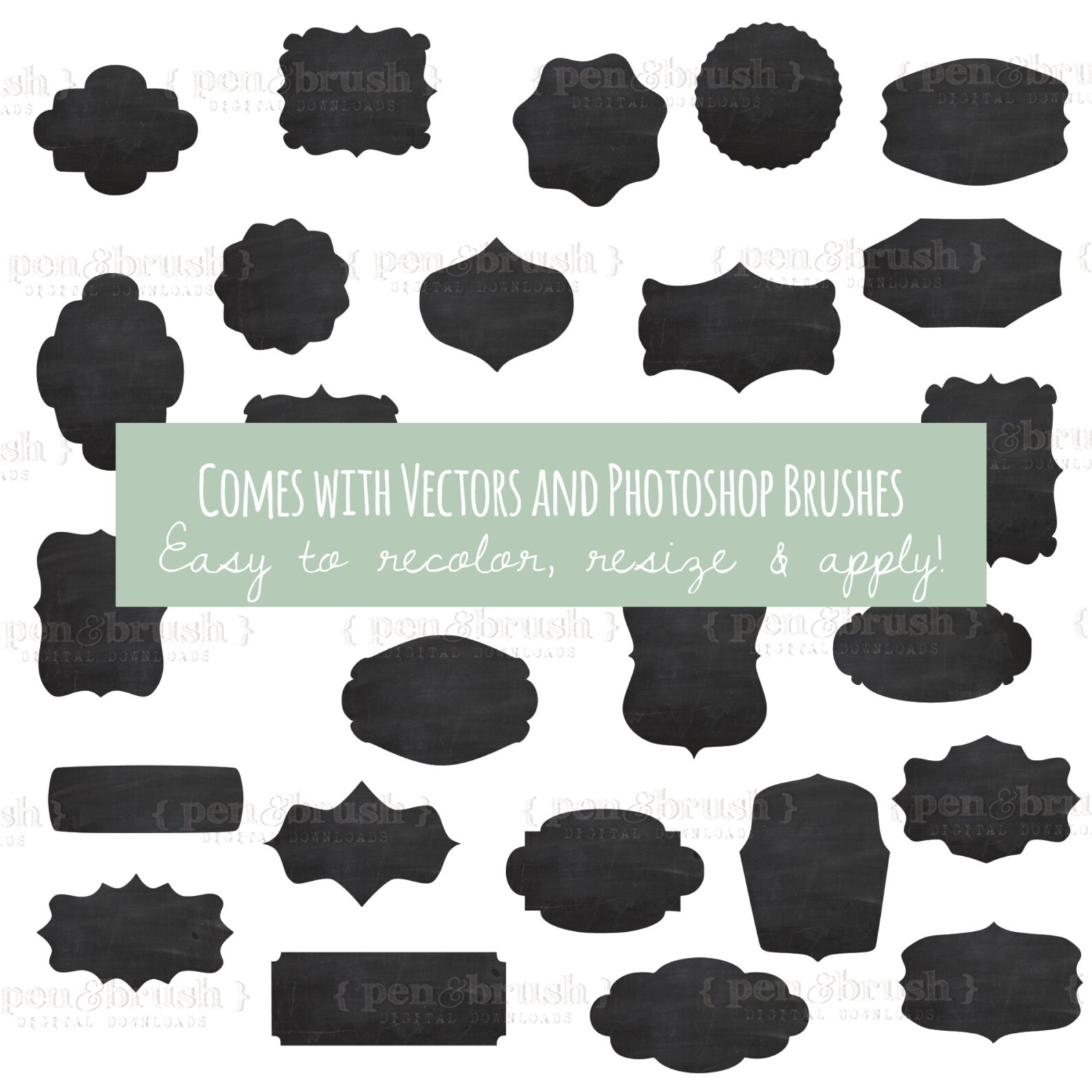 Chalkboard Frames Clipart Set, Digital Frames, Chalkboard Clipart ...
