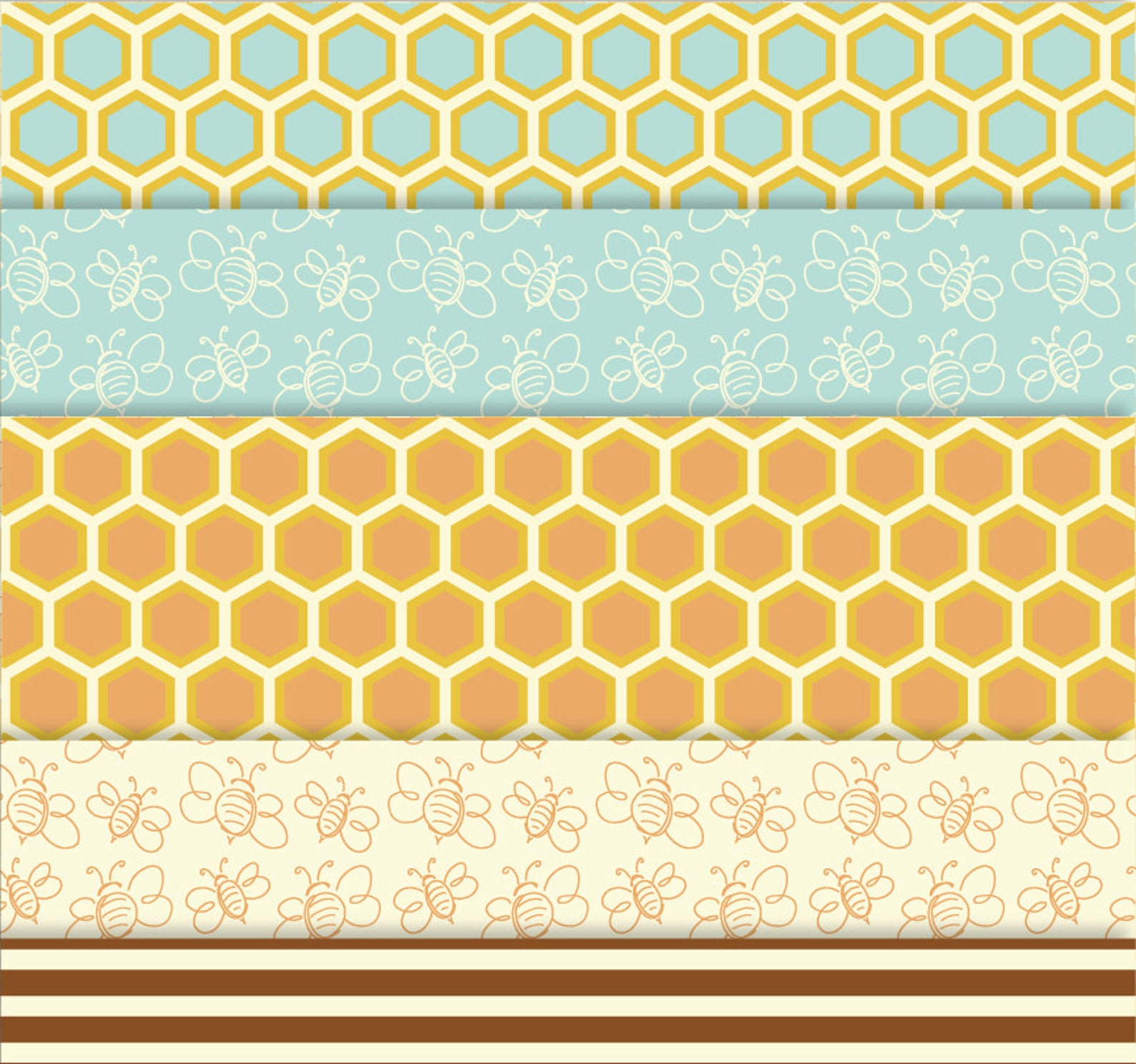 Honey Bee Digital Paper Pack // Cute Bumble Bee Papers PNG JPG Seamless ...