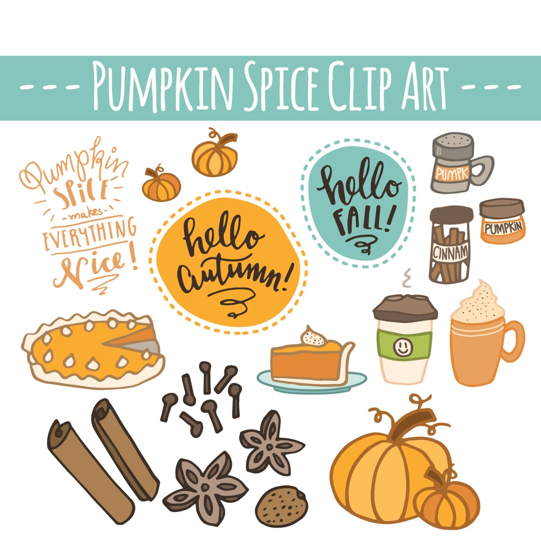 Pumpkin Spice Clipart Set, Pumpkin Spice, Pumpkin Clipart, Digital Clip ...