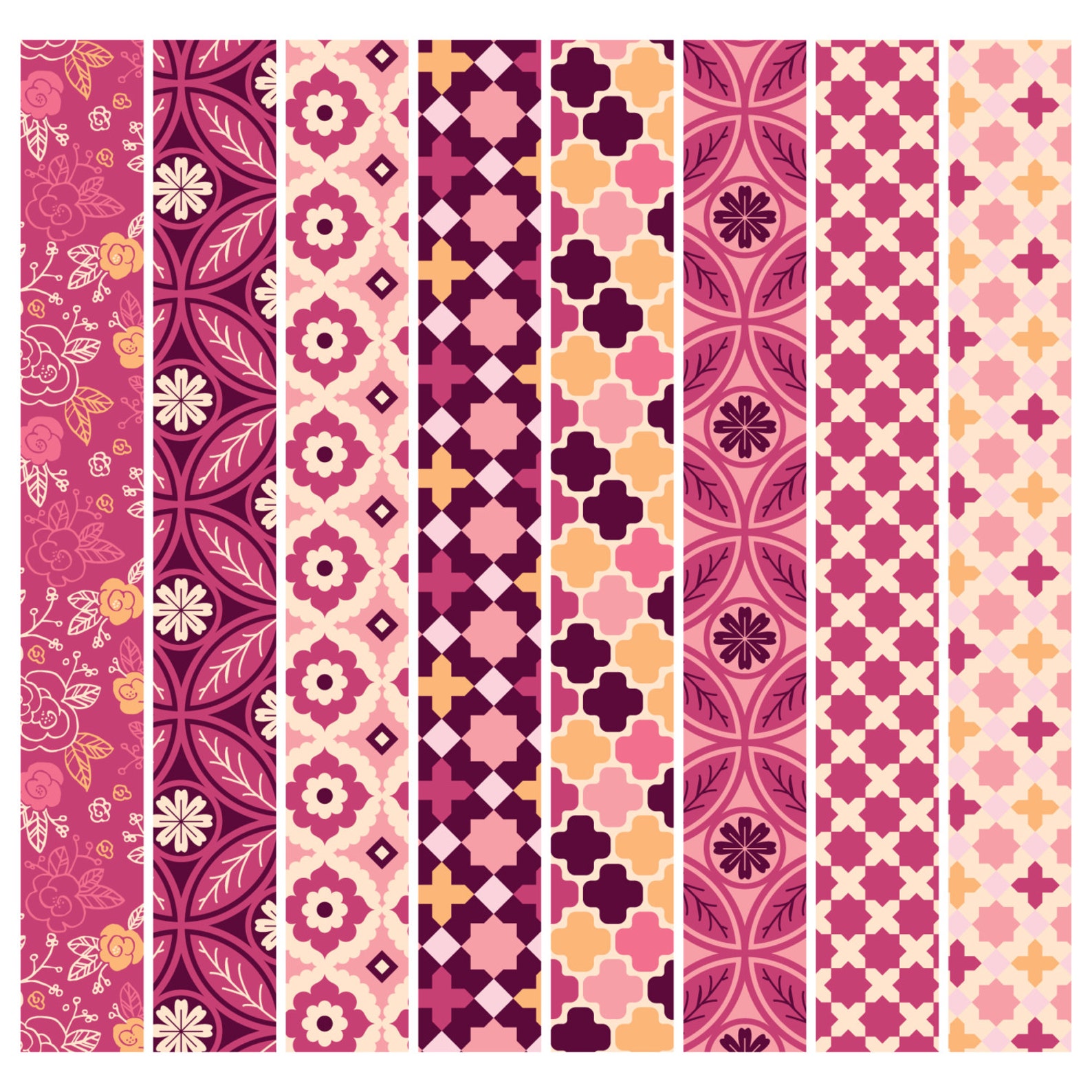 Moroccan Digital Paper Pack, Pink Magenta, Moroccan Papers, Digital ...