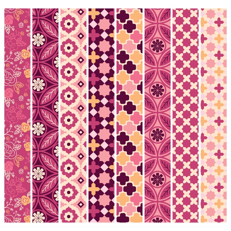 Moroccan Digital Paper Pack, Pink Magenta, Moroccan Papers, Digital ...