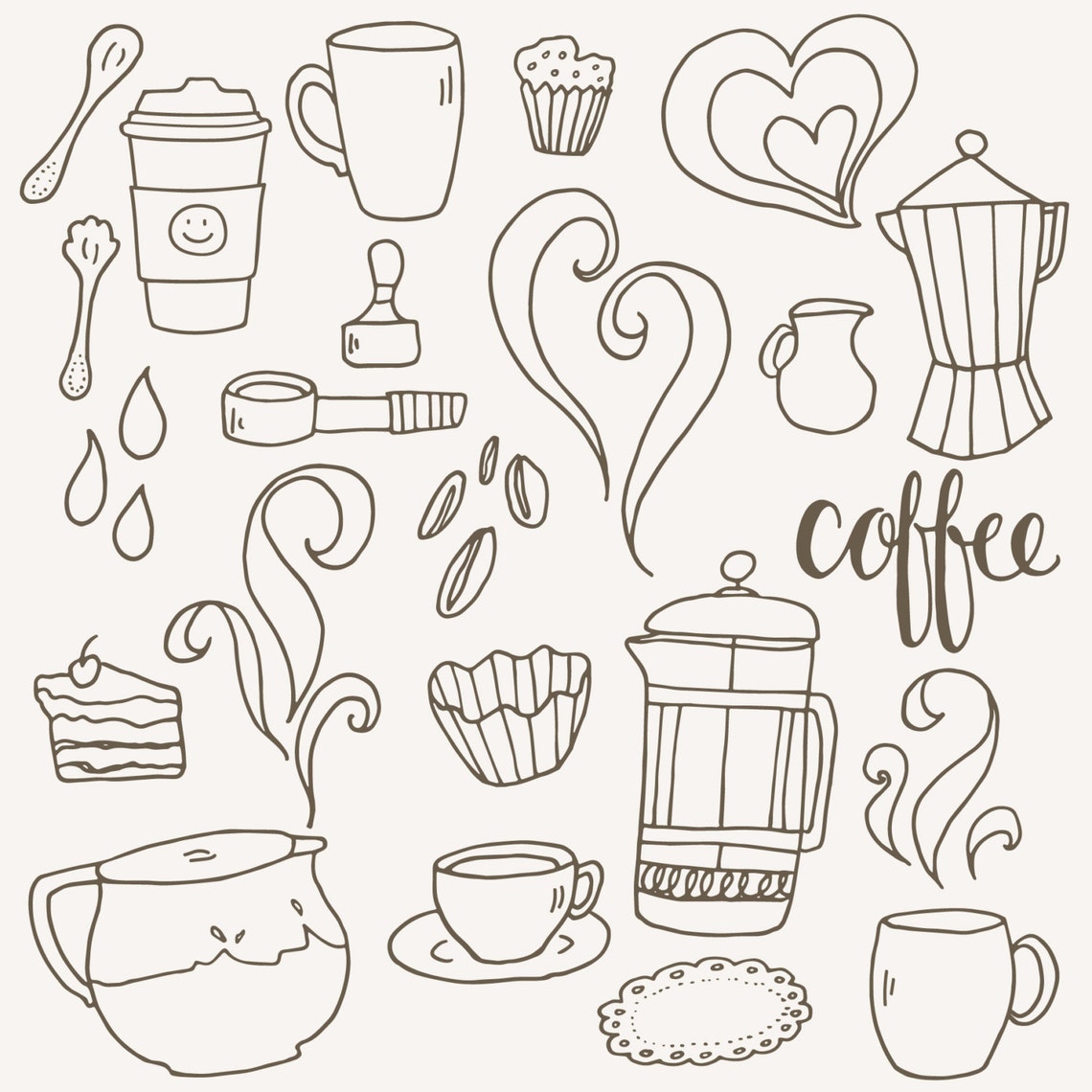 Cute Coffee Clipart Set, Planner Clipart, Coffee Clip Art, Coffee ...