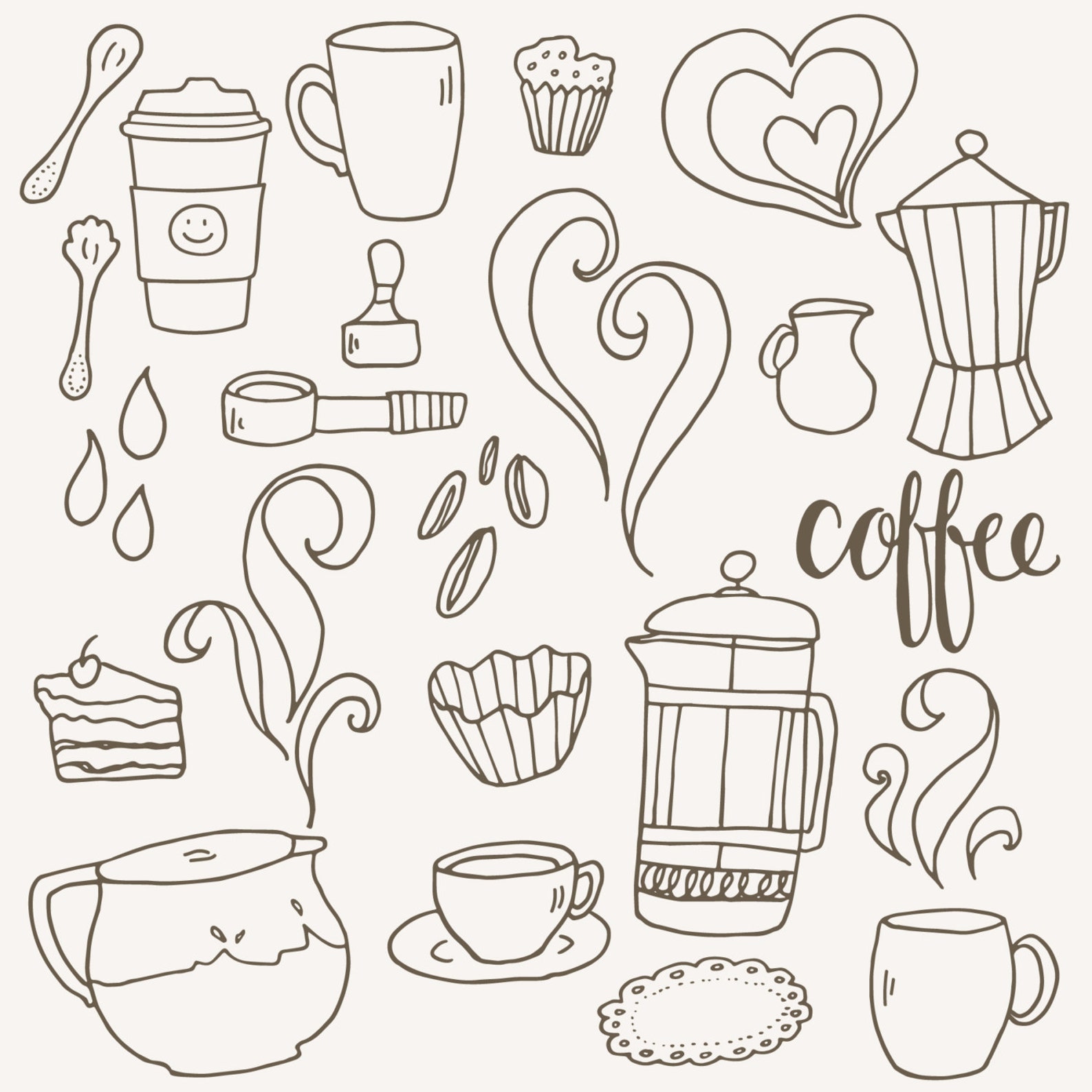 Cute Coffee Clipart Set, Planner Clipart, Coffee Clip Art, Coffee ...