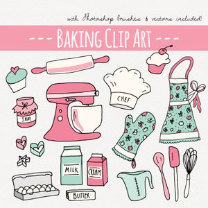 Baking Clipart Set, Cake Clipart, Digital Clip Art, Kitchen Clipart ...
