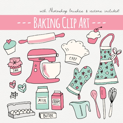 Retro Baking Cooking Digital Clipart Set Clip Art PNG Vector - Etsy