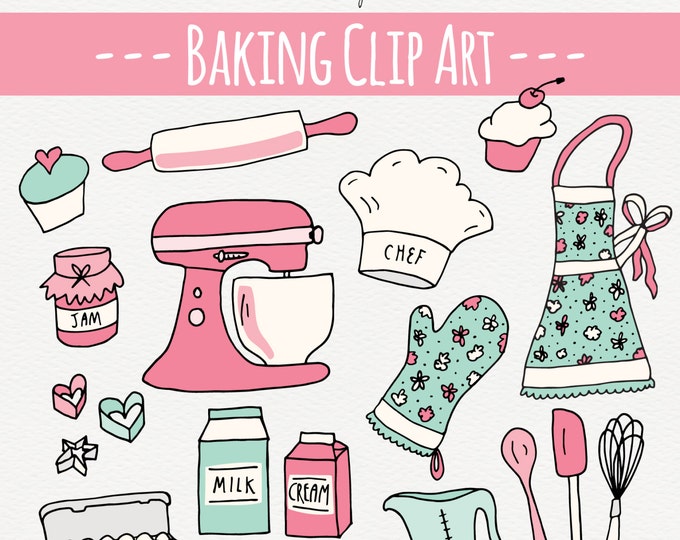 Baking SVG Clipart, Vector Bakery Clipart, Kitchen Tools, Baking ...