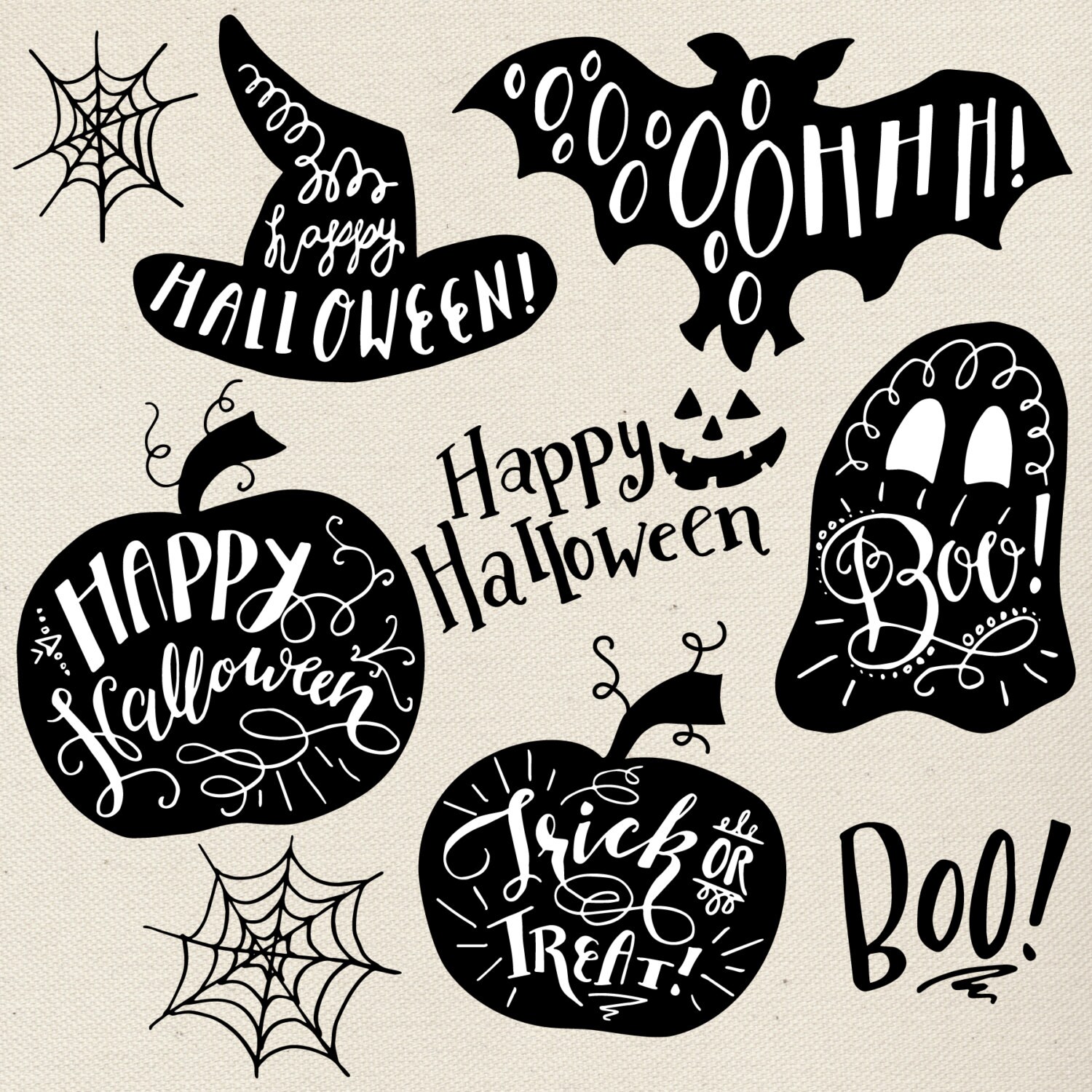 Happy Halloween Clip Art Bundle // Halloween Clipart PNG, Witch Ghost ...