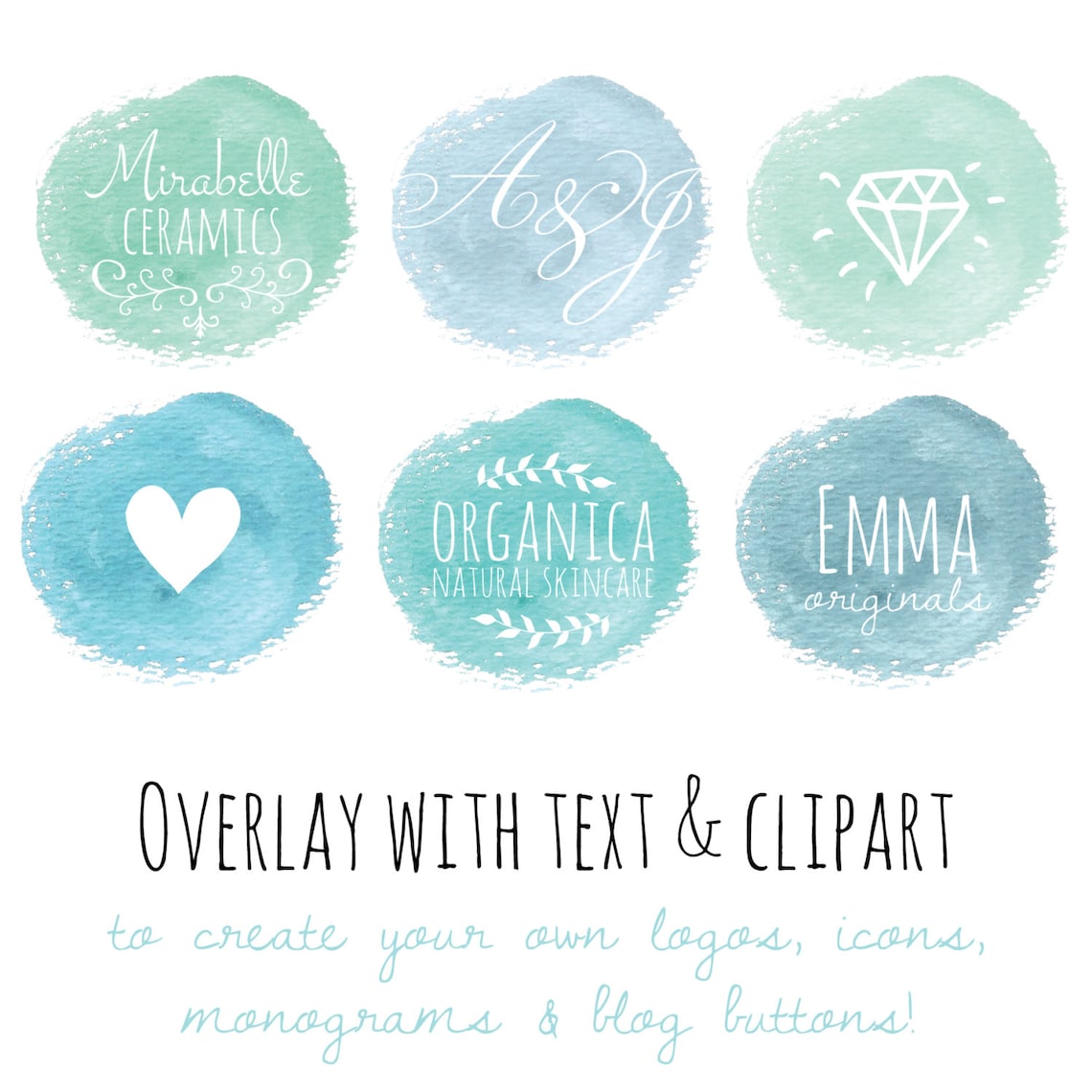 12 Watercolor Circles Clip Art // Aqua Color // Instant Download ...