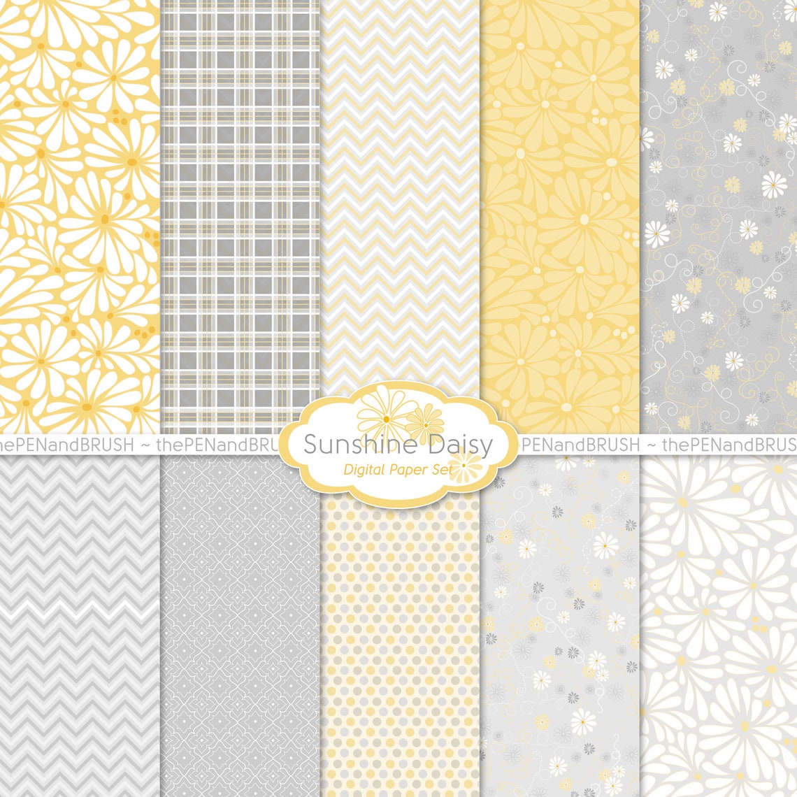 Digital Paper Pack // Sunshine Daisy // Printable Paper // - Etsy