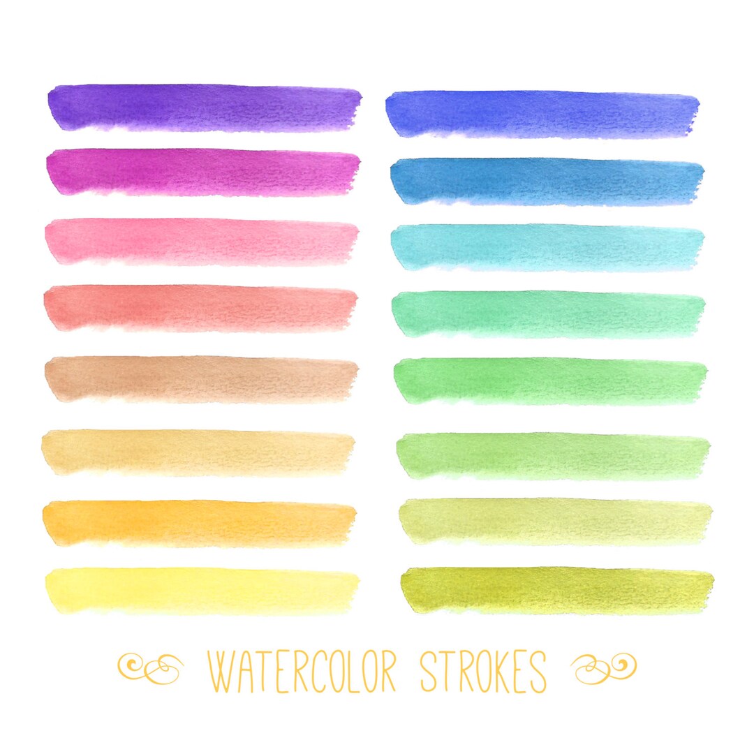 Watercolor Paint Strokes // Digital Download PNG // Rainbow Paint ...