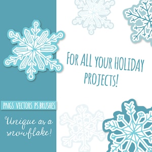 Whimsical Snowflakes Clipart Set, Winter Clipart, Christmas Clipart ...
