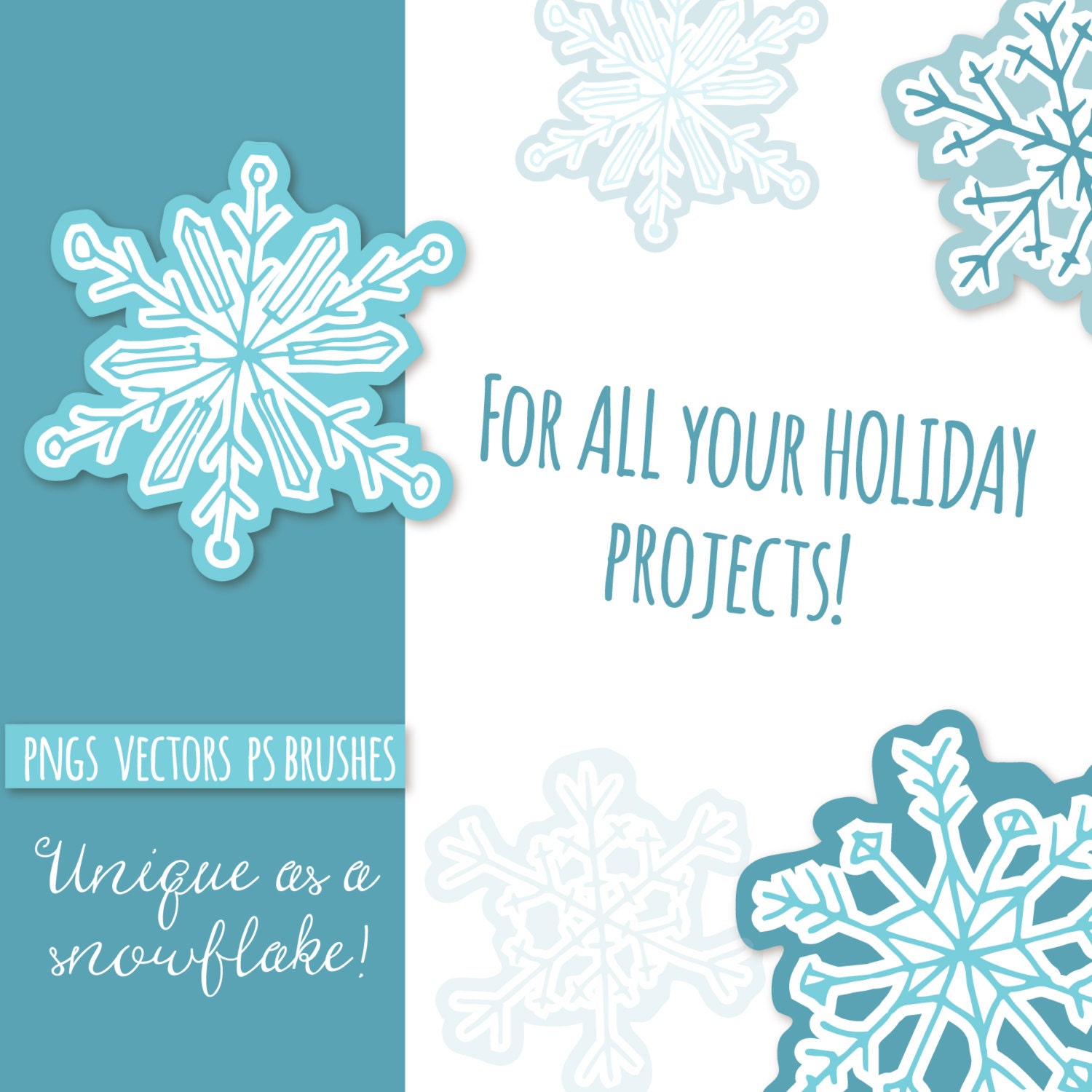 Whimsical Snowflakes Clipart Set, Winter Clipart, Christmas Clipart ...