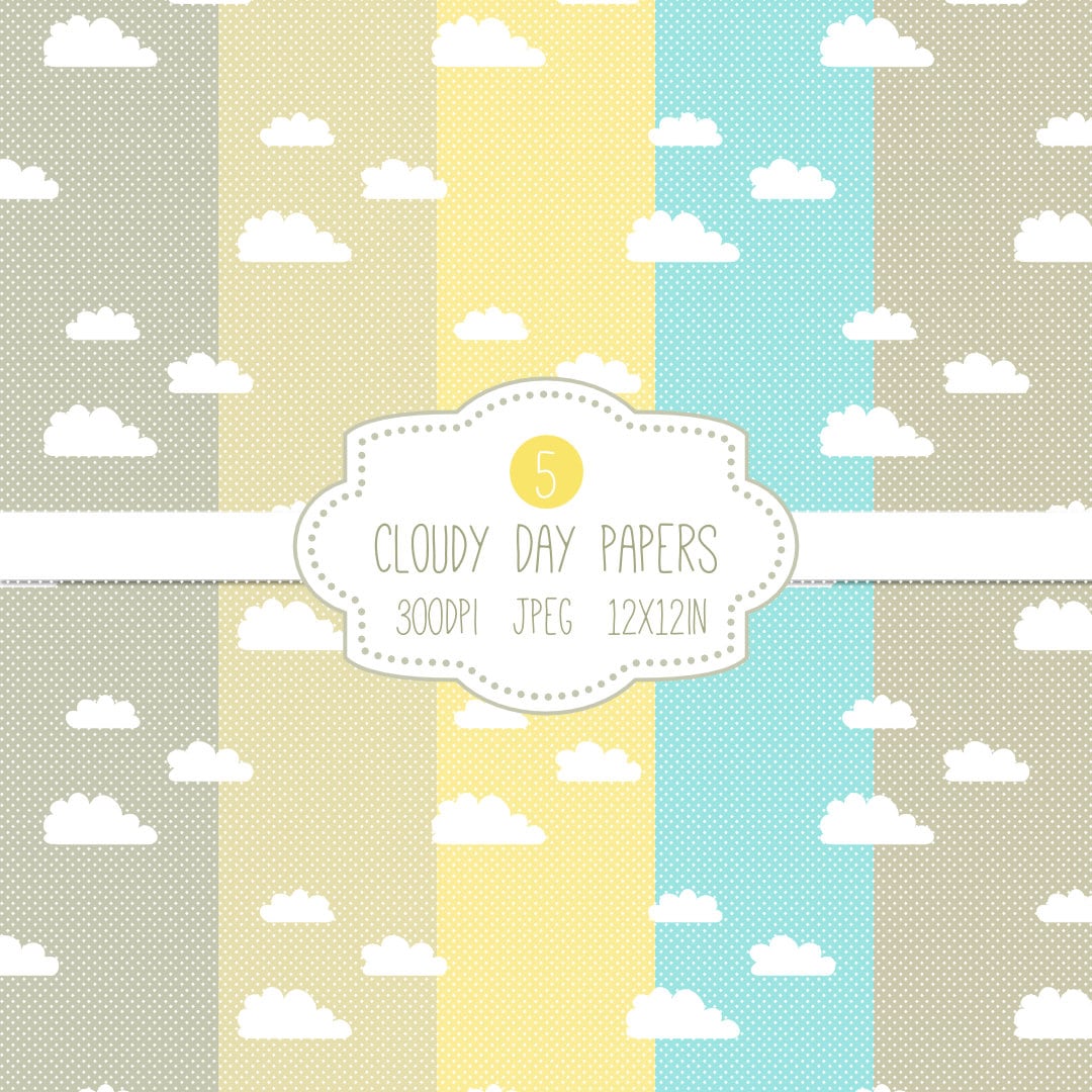 Clouds Digital Paper Pack Cute Clouds Papers Cloud Papers - Etsy