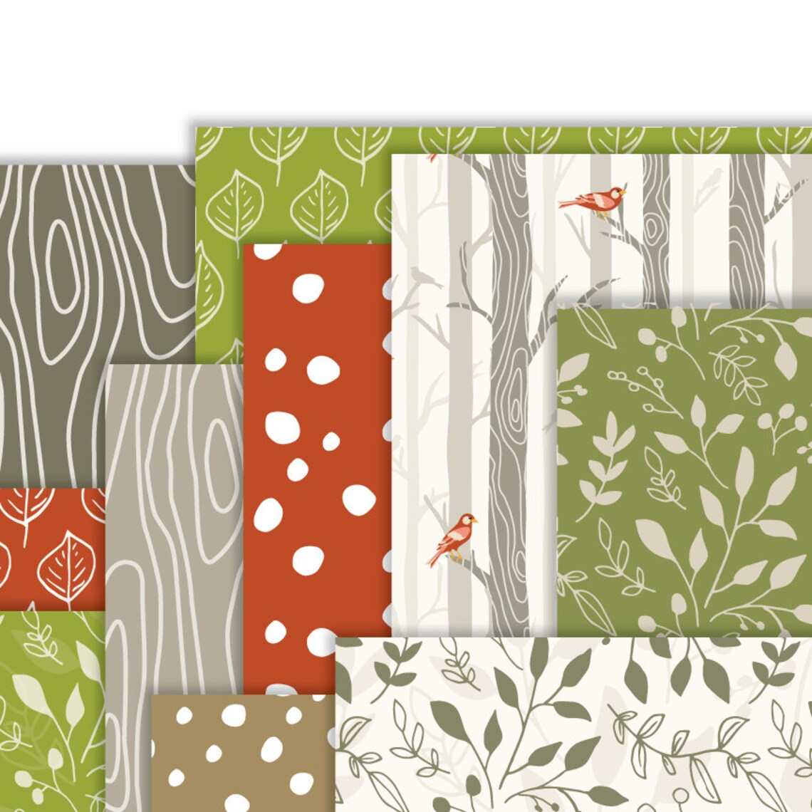 Woodland Digital Paper Pack, Digital Papers Christmas, Scrapbook Papers ...