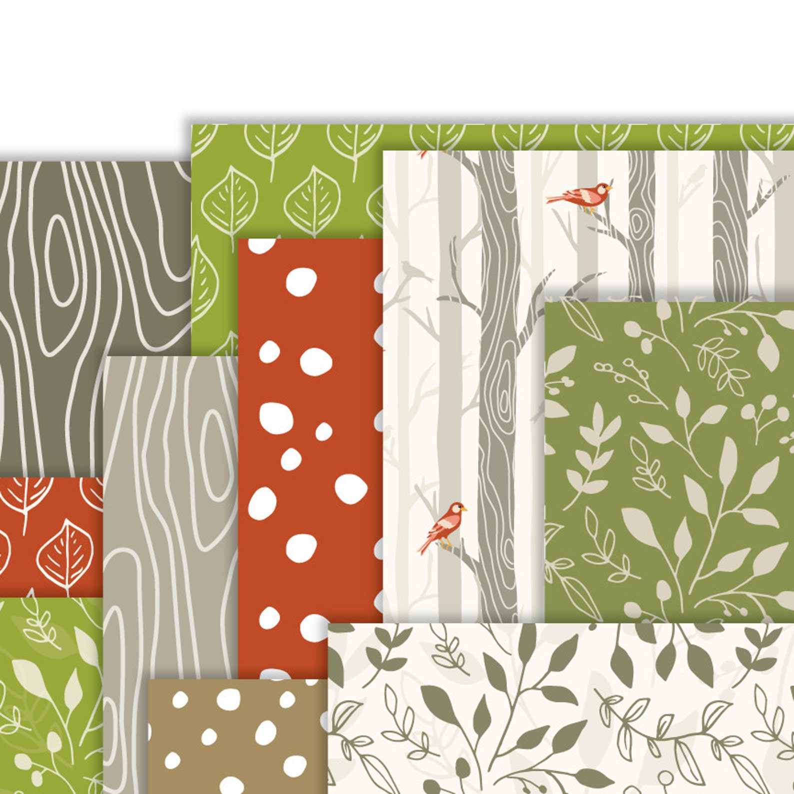 Woodland Digital Paper Pack, Digital Papers Christmas, Scrapbook Papers ...