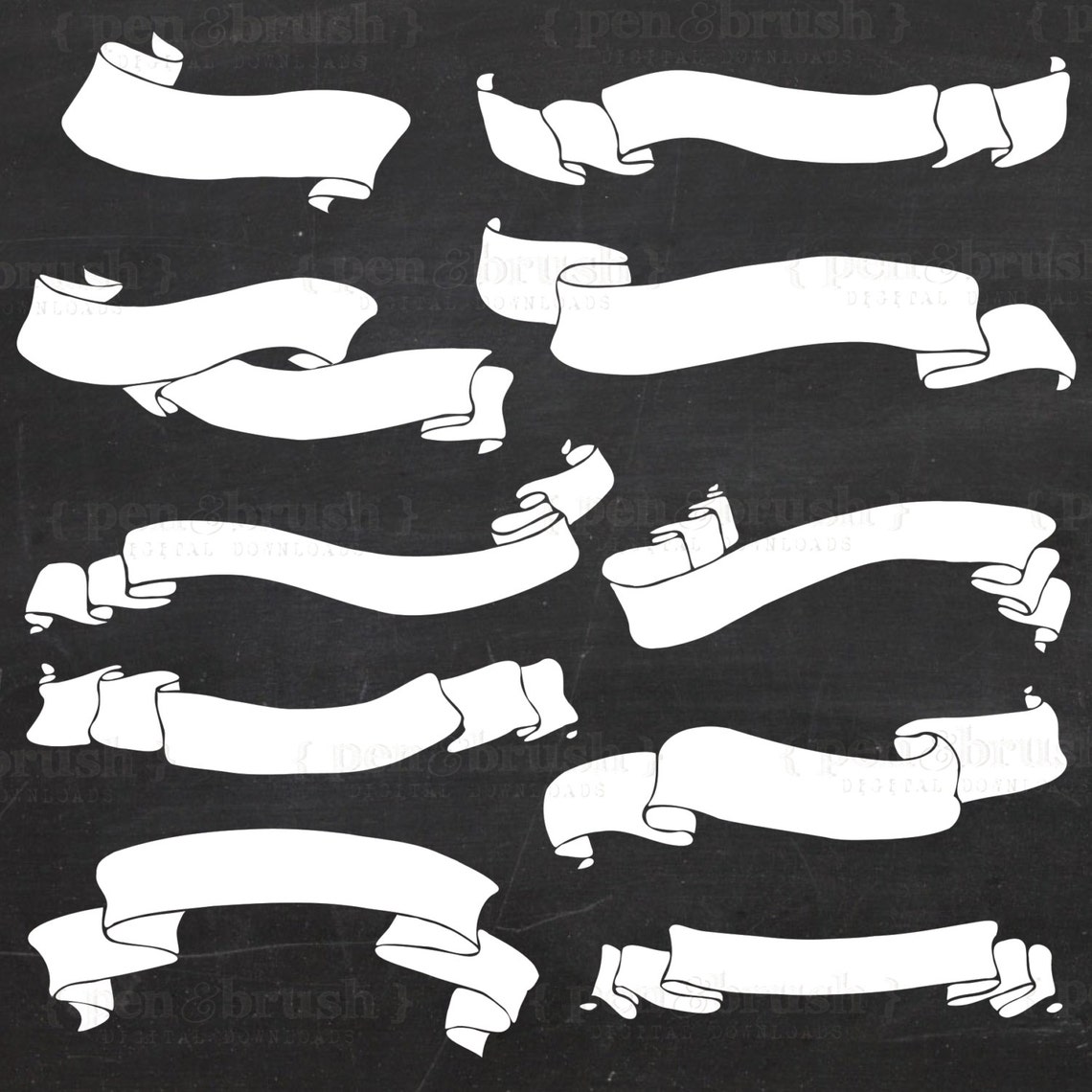 Digital Banners & Ribbons Clipart Banner Clipart Frame - Etsy