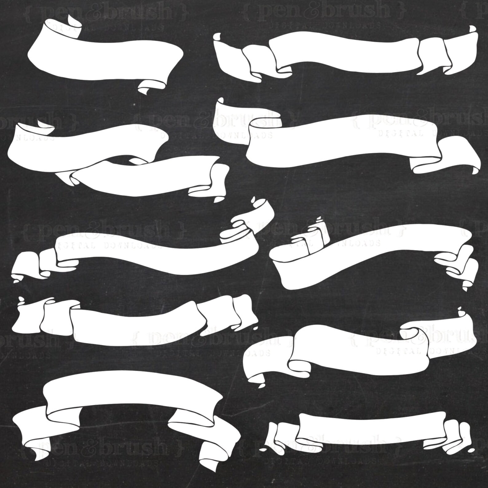 Digital Banners & Ribbons Clipart Banner Clipart Frame - Etsy