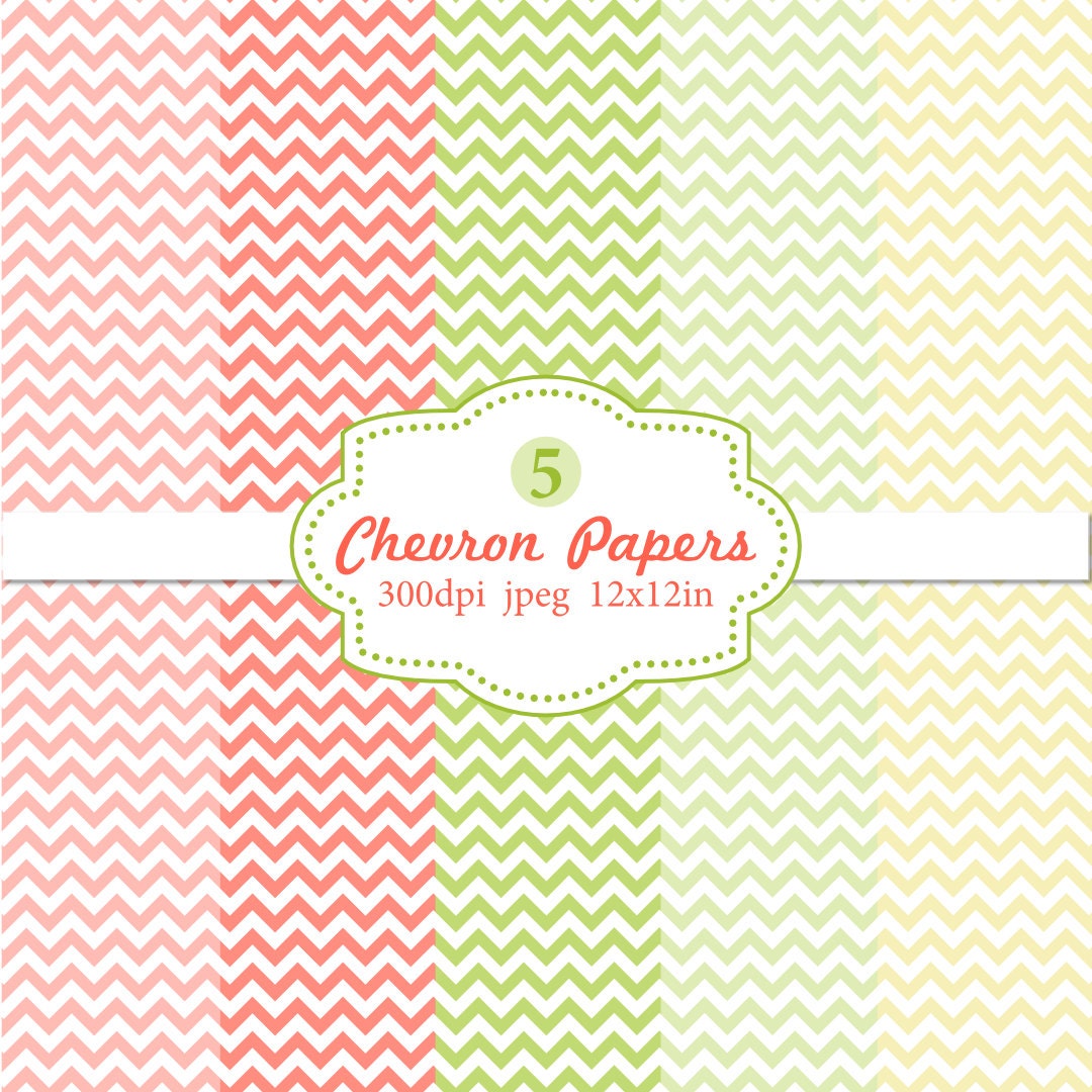Chevron Digital Paper Pack, Chevron Pattern Papers, Pink Green Yellow ...