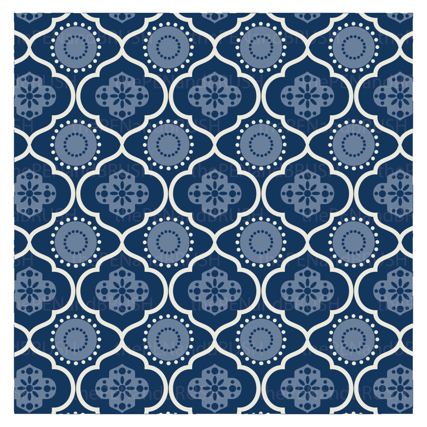 Moroccan Digital Paper Pack, Navy Blue and White Digital Papers ...