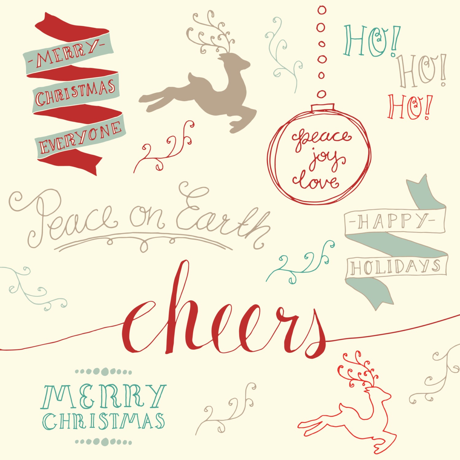 Christmas Clipart Set, 7 Christmas Quotes, Holiday Photo Overlays ...