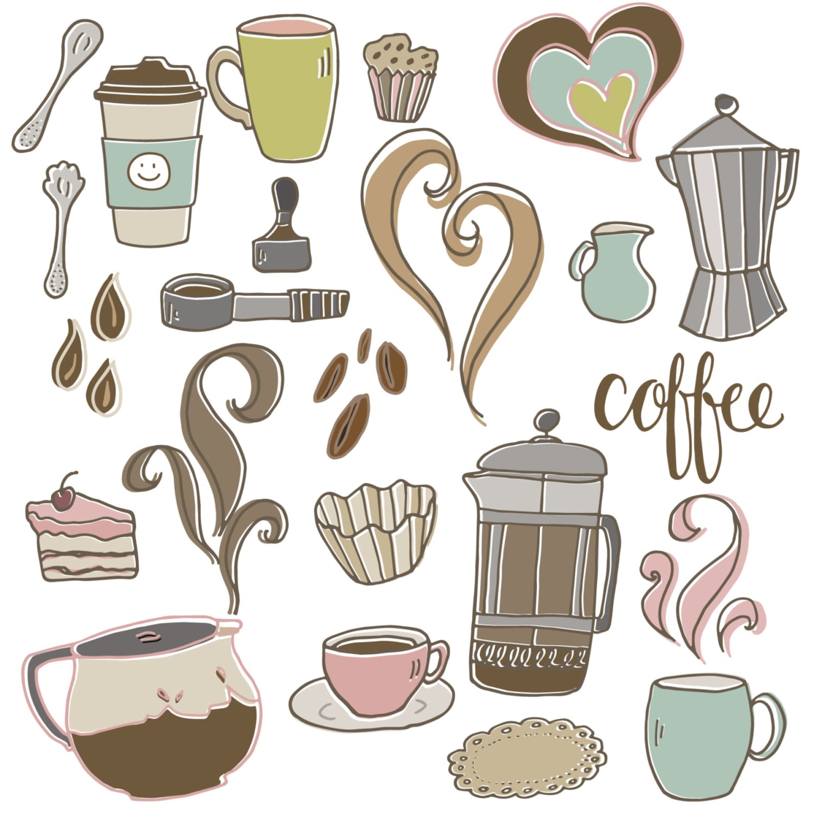 Cute Coffee Clipart Set, Planner Clipart, Coffee Clip Art, Coffee ...