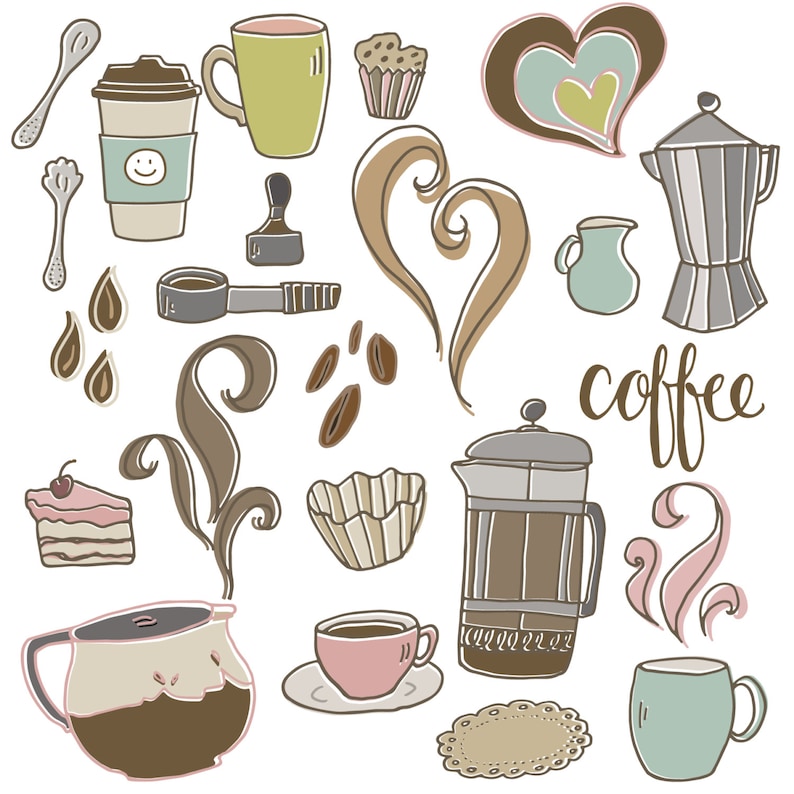 Cute Coffee Clipart Set, Planner Clipart, Coffee Clip Art, Coffee ...