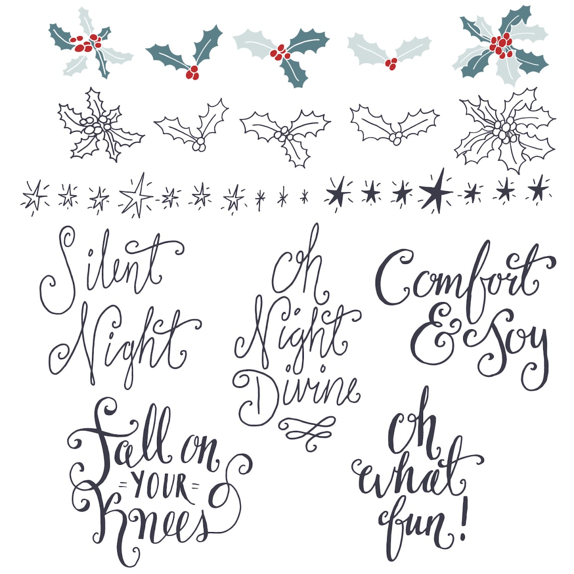 Christmas Quotes Clipart Set, Christmas Clipart, Photo Overlays, Silent ...