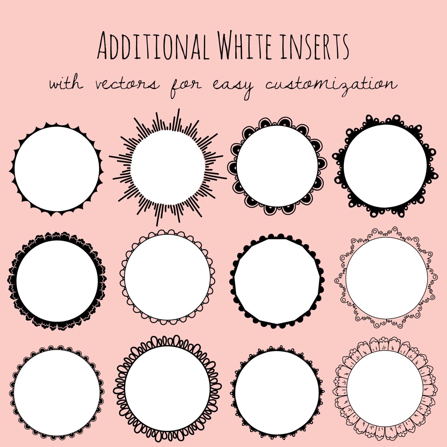Circle Clipart Frames, 12 Frame Clipart, Circle Frames, Monogram Frames ...