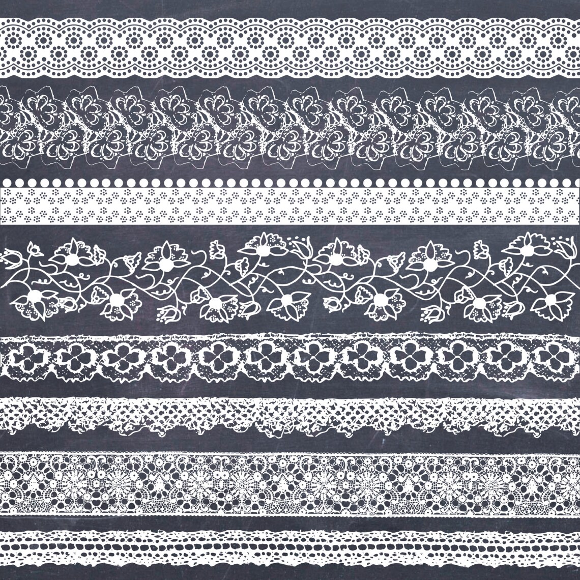 Lace Borders Clip Art Set // Beautiful Vintage Lace Ribbon Clipart ...