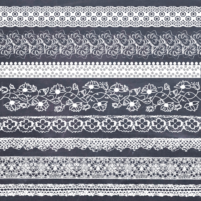 Lace Borders Clip Art Set // Beautiful Vintage Lace Ribbon Clipart ...