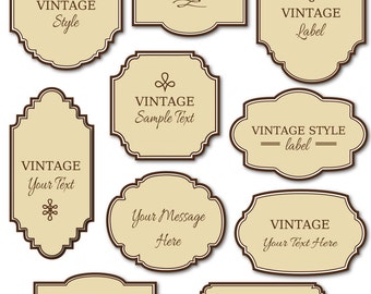 Vintage Labels Clip Art // Digital Frames PNG Vector // | Etsy UK