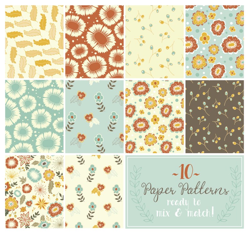 Spring Floral Papers, Digital Paper Pack, Floral Digital Papers, Flower ...