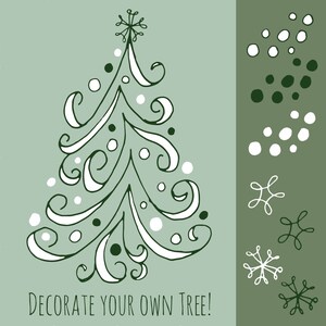 Christmas Tree Clipart Set, Doodle Christmas Tree PNG Files, Christmas ...