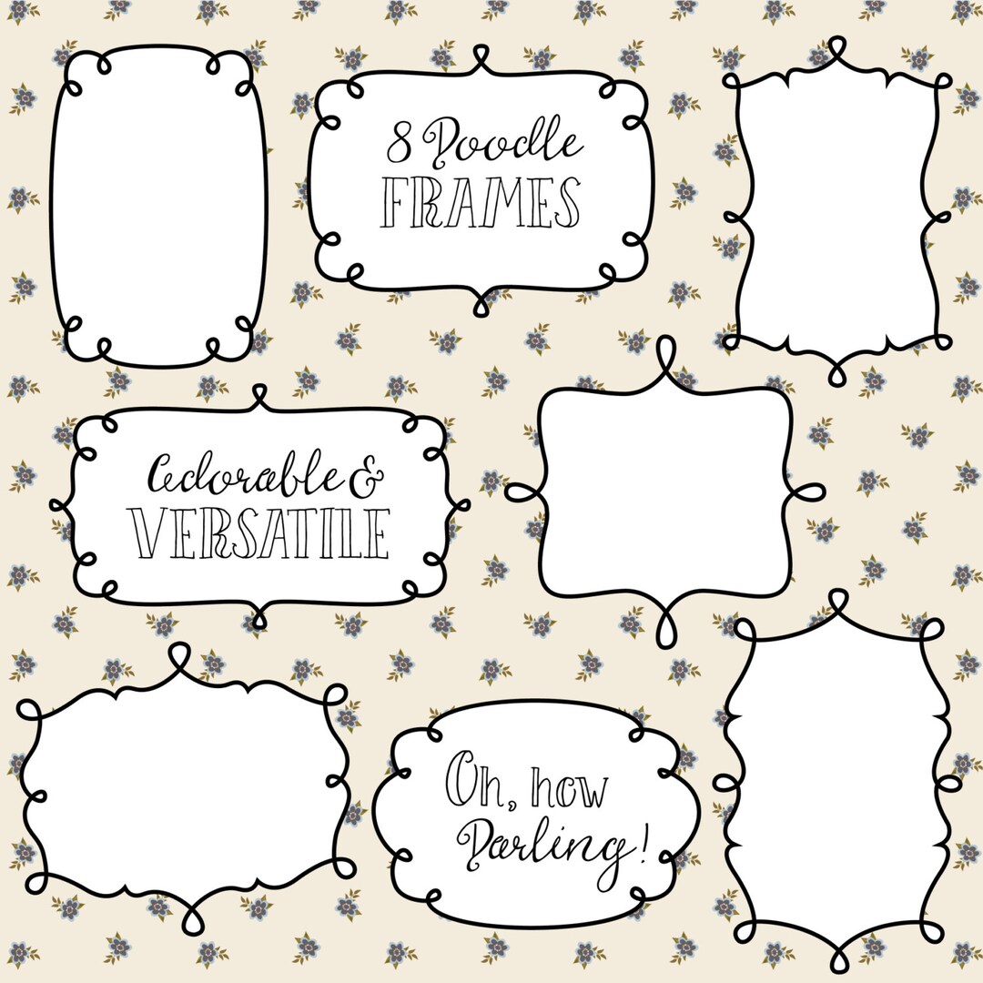 CLIP ART: Cute Digital Doodle Frames // Clipart // Digital Download ...