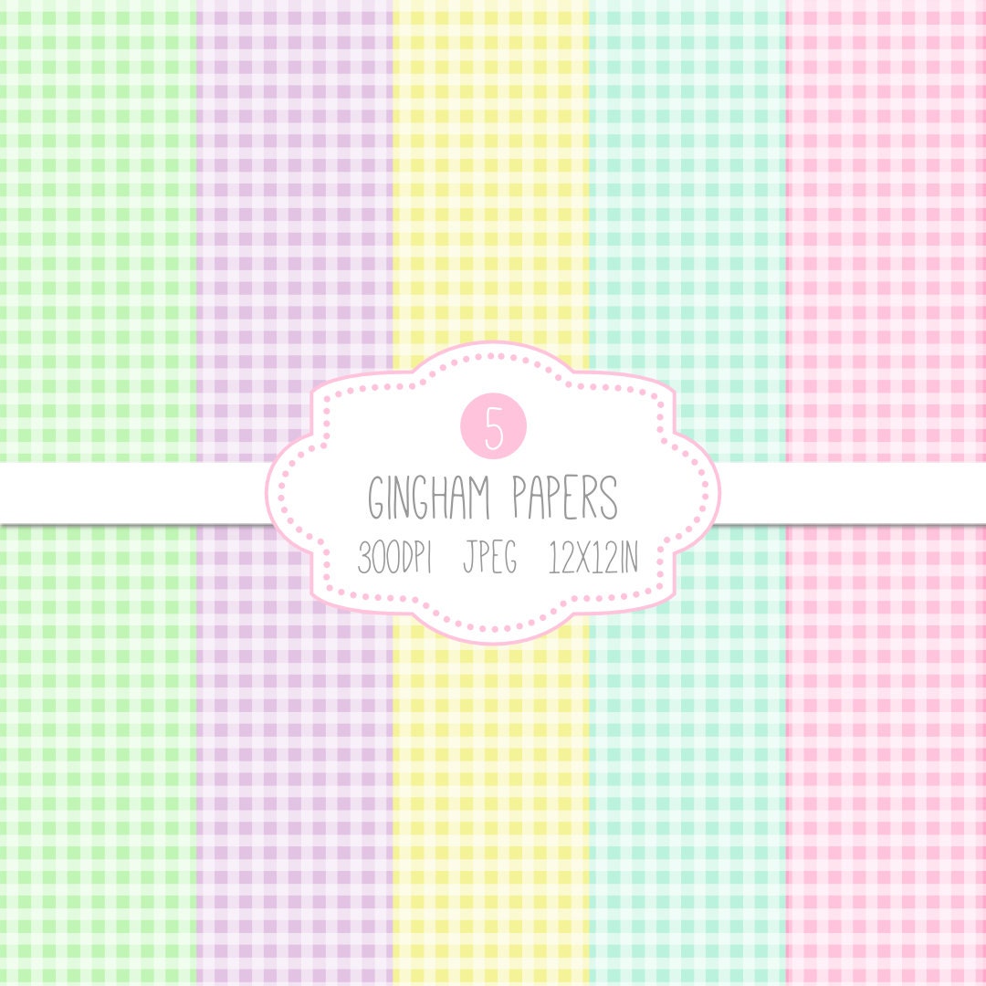Gingham Digital Paper Pack, Digital Papers, Pastel Papers, Easter ...