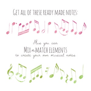 Watercolor Clipart Music Notes, Music Clipart, Treble Clef, Music Staff ...