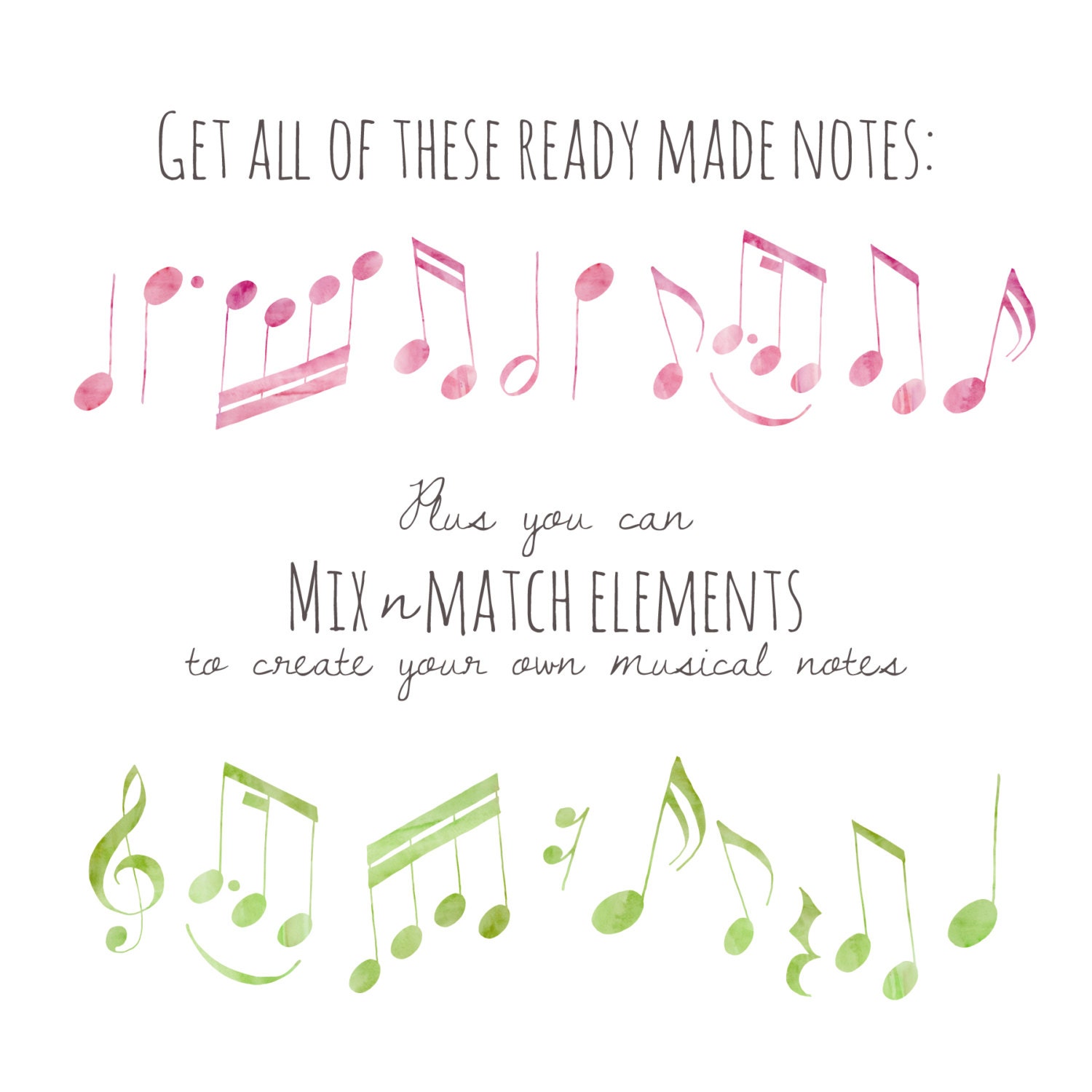 Watercolor Clipart Music Notes Music Clipart Treble Clef - Etsy