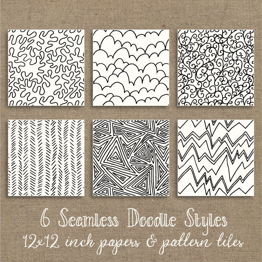 Doodle Backgrounds Paper Pack // Digital Seamless Pattern // Surface ...