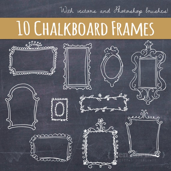 Chalkboard Doodle Frames Clipart Digital Borders Clip Art Etsy