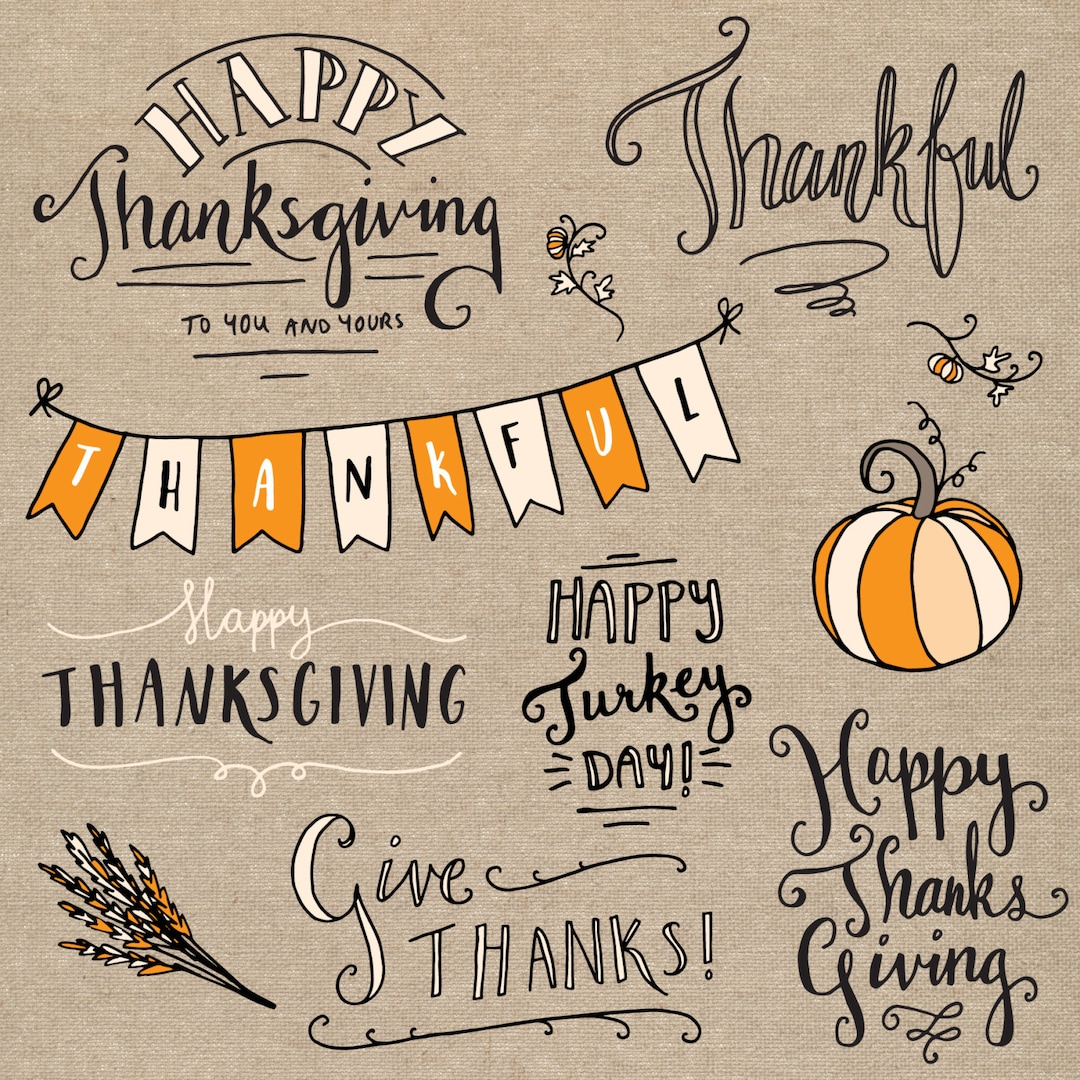 Thanksgiving Clipart Bundle, Happy Thanksgiving Quotes, Fall Clipart ...