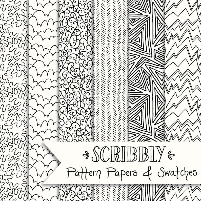 Doodle Backgrounds Paper Pack // Digital Seamless Pattern // Surface ...