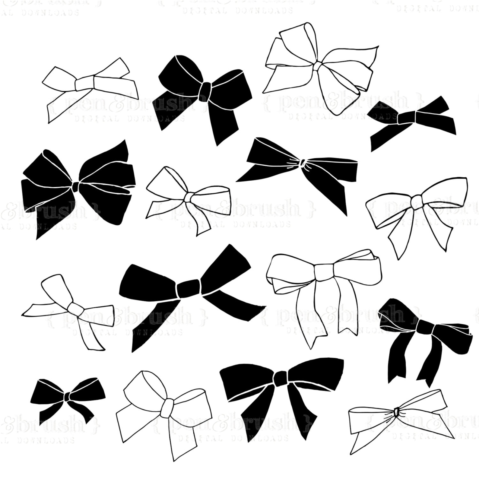 Cute Bow Clipart Set, Chalkboard Clipart Bows, Bow Clip Art, Ribbon ...