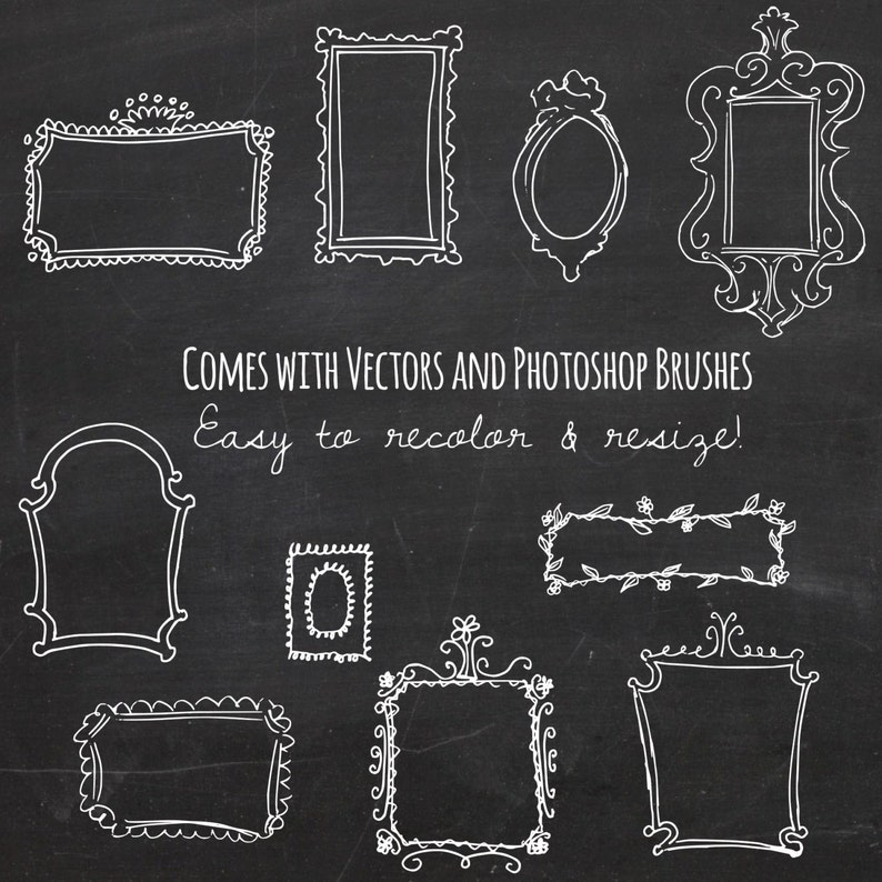 Vector Doodle Frames Clipart, Digital Borders, Frame Clipart ...