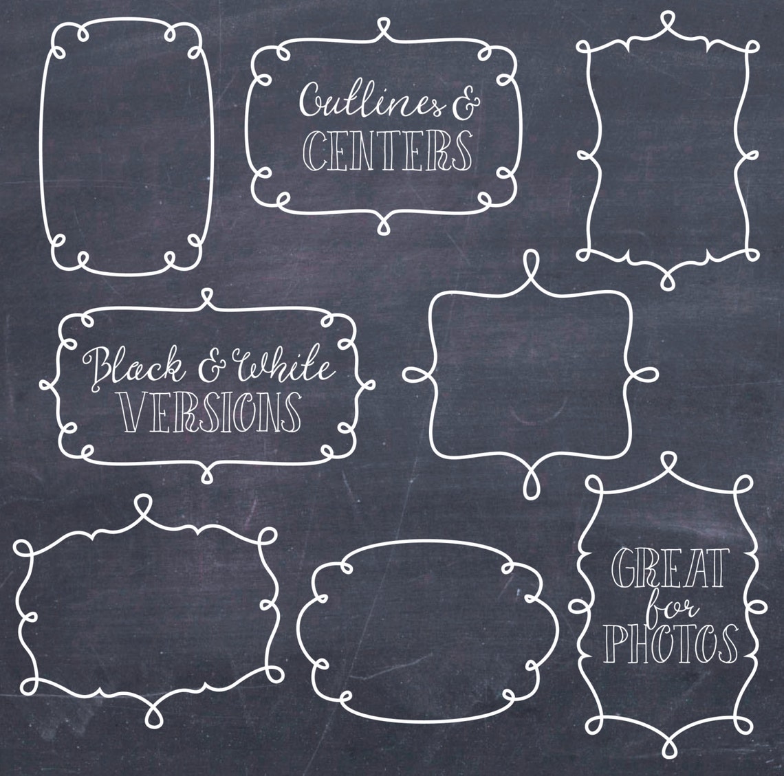 CLIP ART: Cute Digital Doodle Frames // Clipart // Digital Download ...