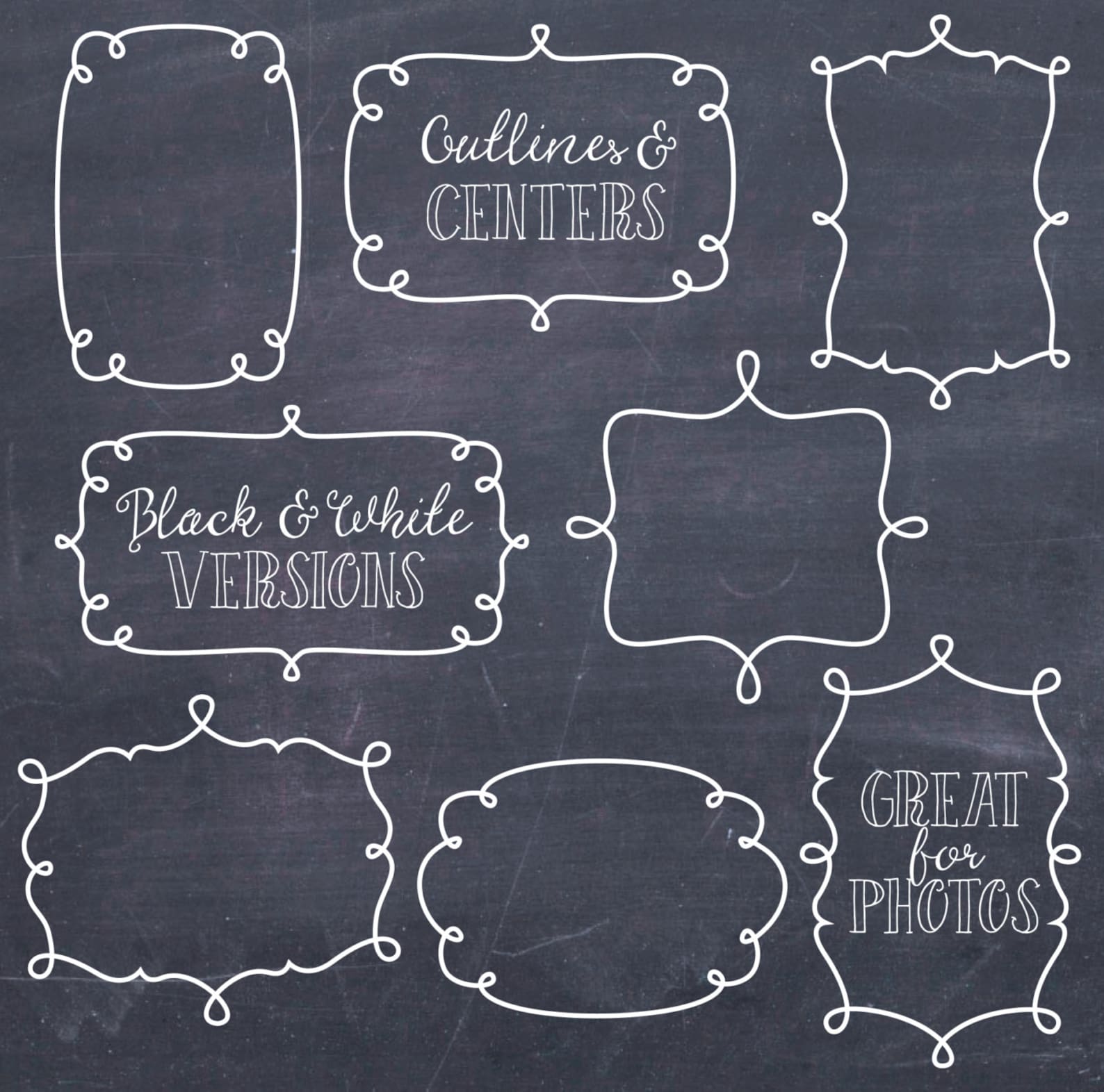 CLIP ART: Cute Digital Doodle Frames // Clipart // Digital Download ...