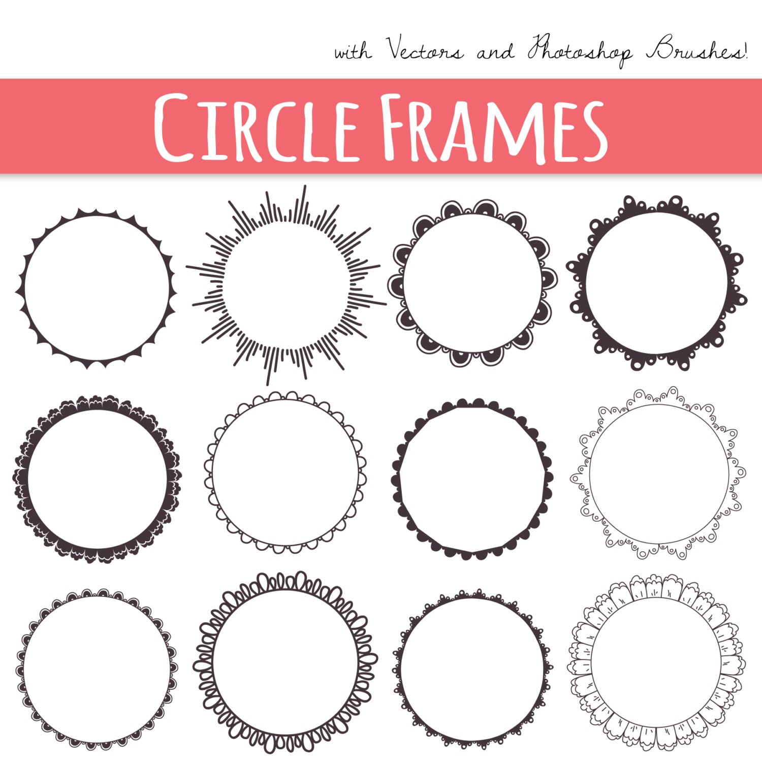 Circle Clipart Frames, 12 Frame Clipart, Circle Frames, Monogram Frames ...