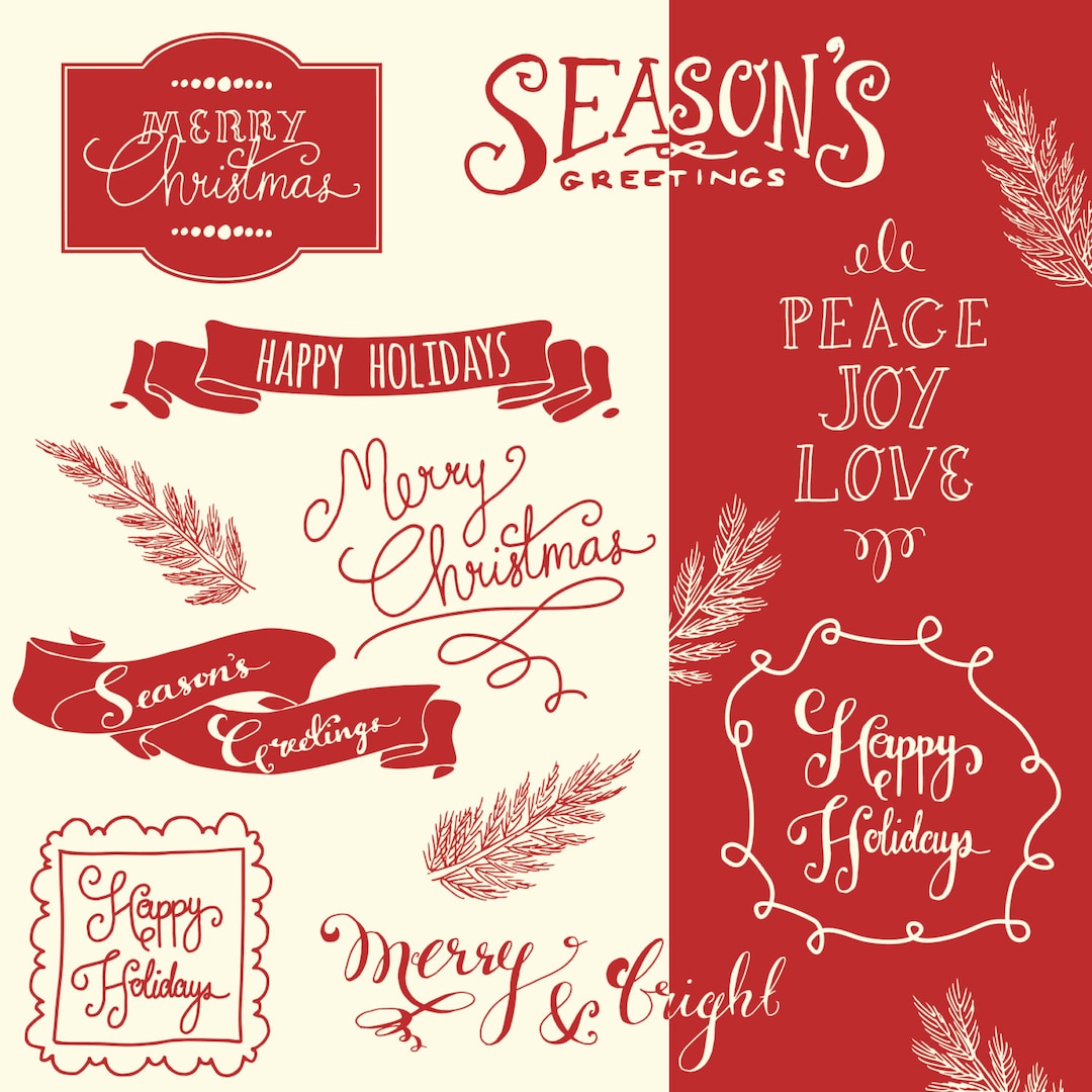 Christmas Overlays Set, Photoshop Overlays, Christmas Clipart, Vectors ...