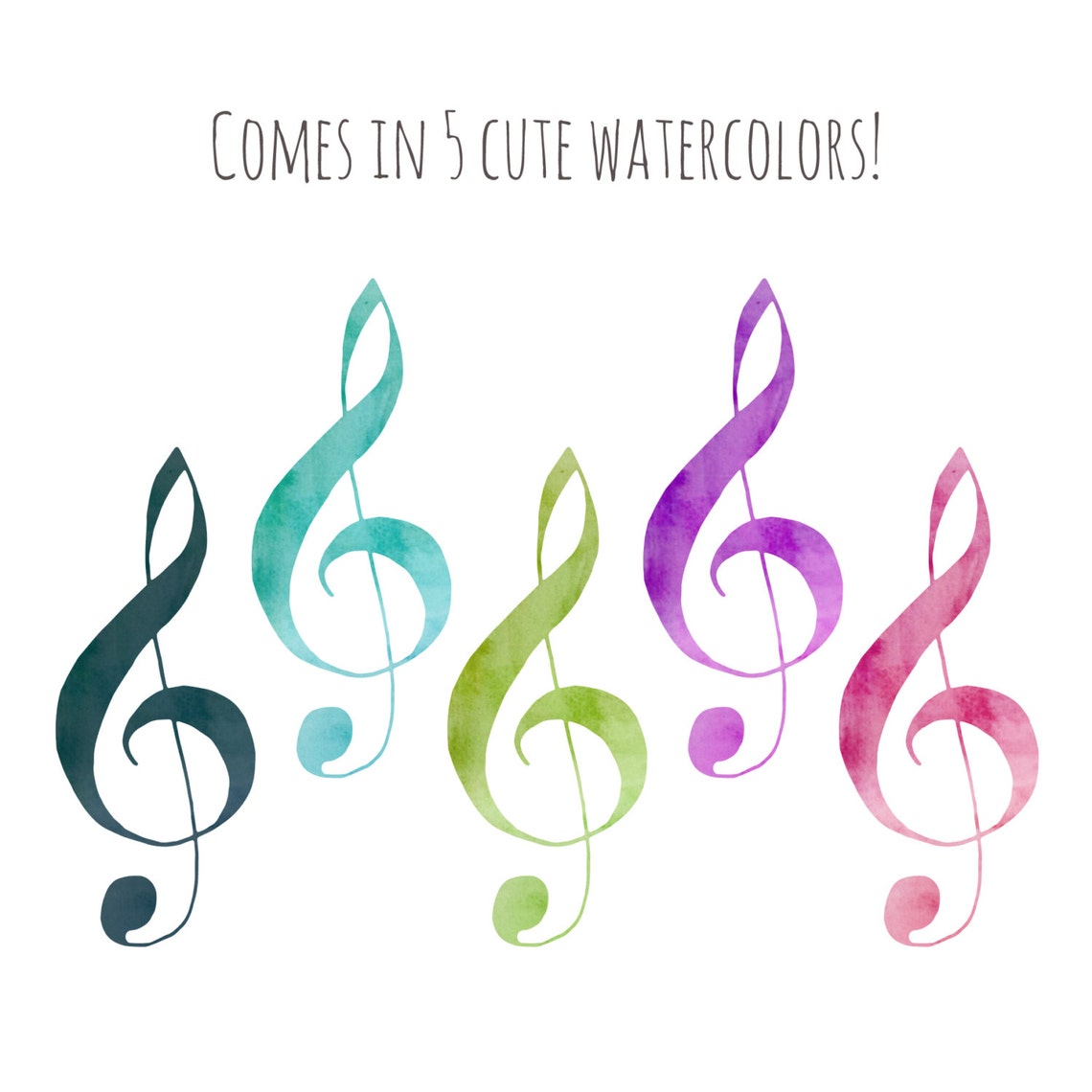 Watercolor Clipart Music Notes Music Clipart Treble Clef - Etsy