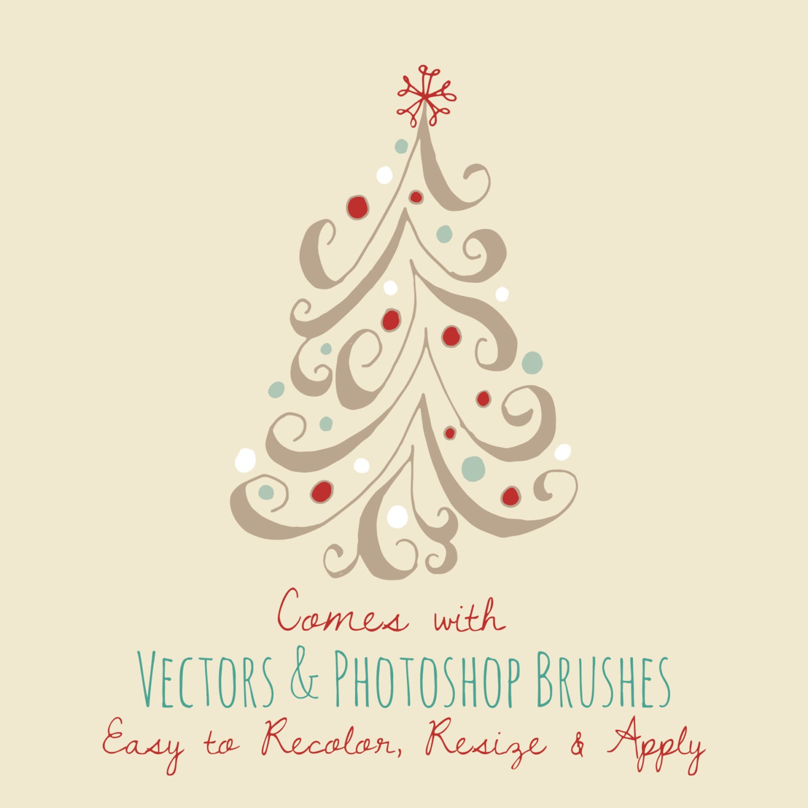 Christmas Tree Clipart Set, Doodle Christmas Tree PNG Files, Christmas ...