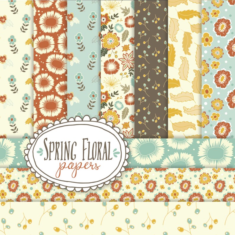 Spring Floral Papers, Digital Paper Pack, Floral Digital Papers, Flower ...